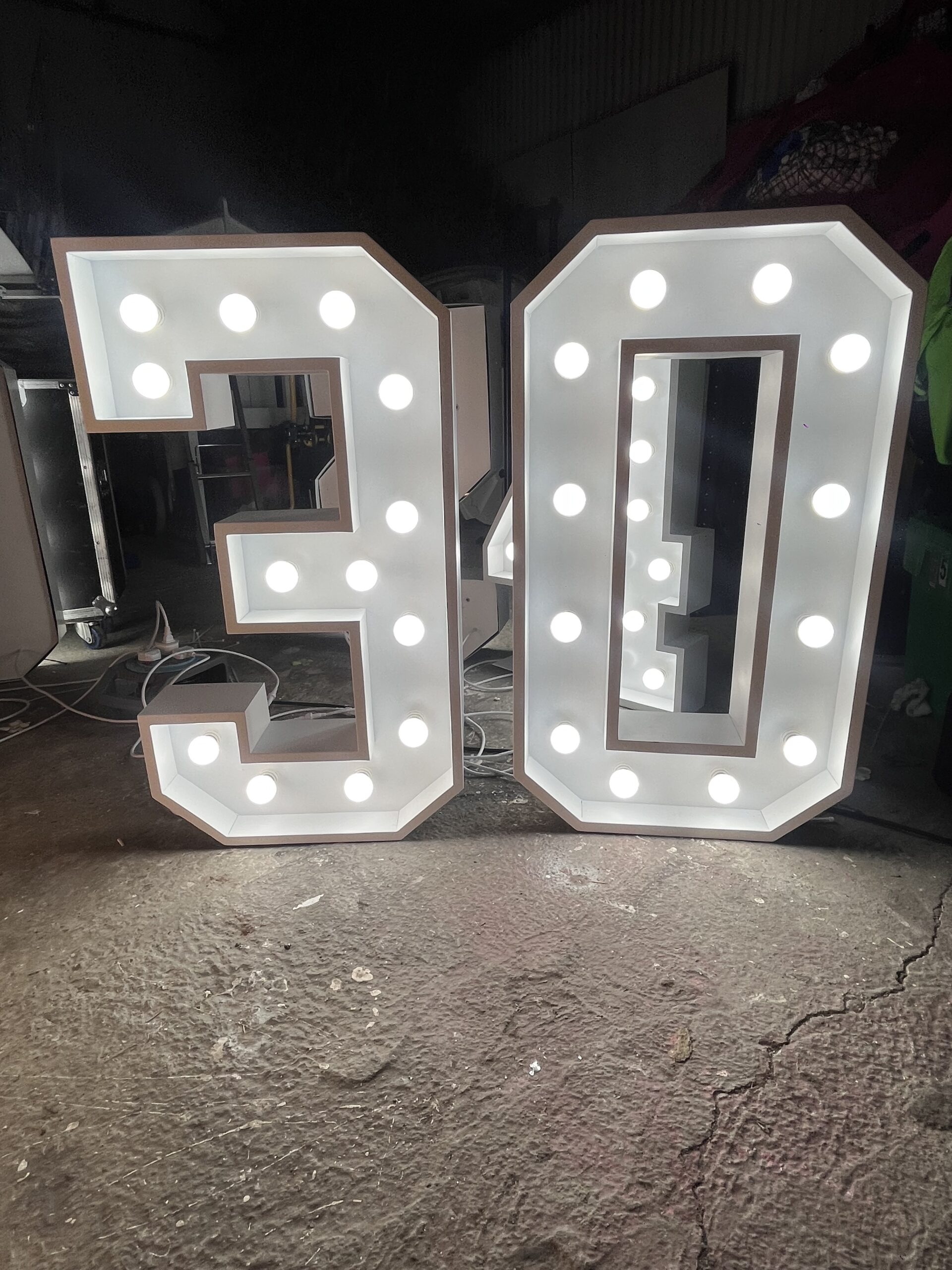 giant light up letters cork / light up numbers for hirecork